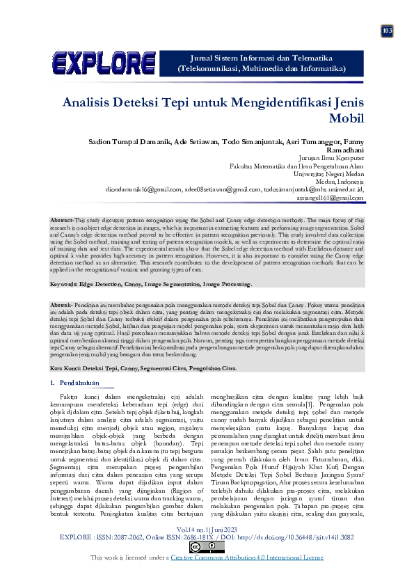 (PDF) Analisis Deteksi Tepi untuk Mengidentifikasi Jenis Mobil