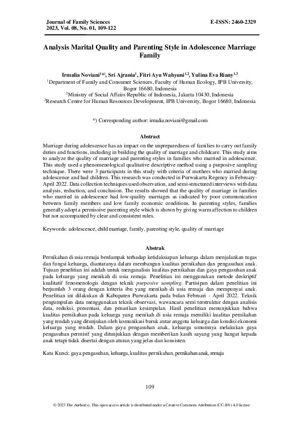 (PDF) Analysis Marital Quality and Parenting Style in Adolescence ...