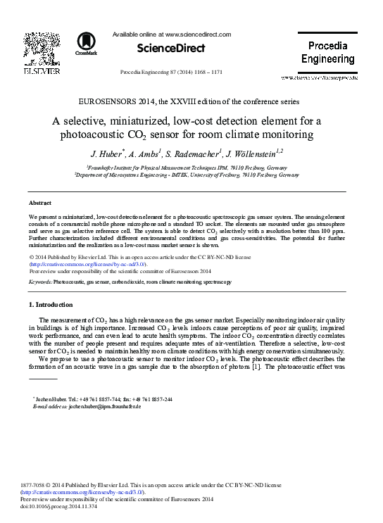 Pdf A Selective Miniaturized Low Cost Detection Element For A
