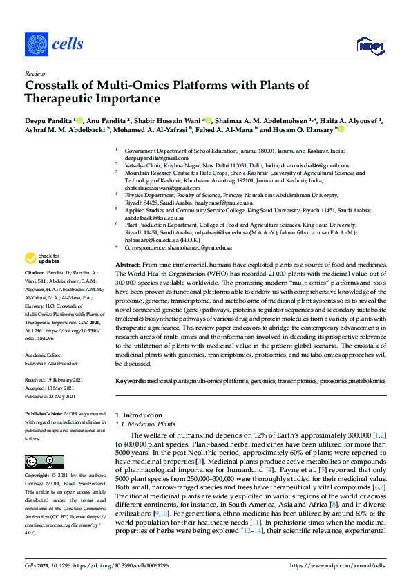 (PDF) Crosstalk of Multi-Omics Platforms with Plants of Therapeutic ...