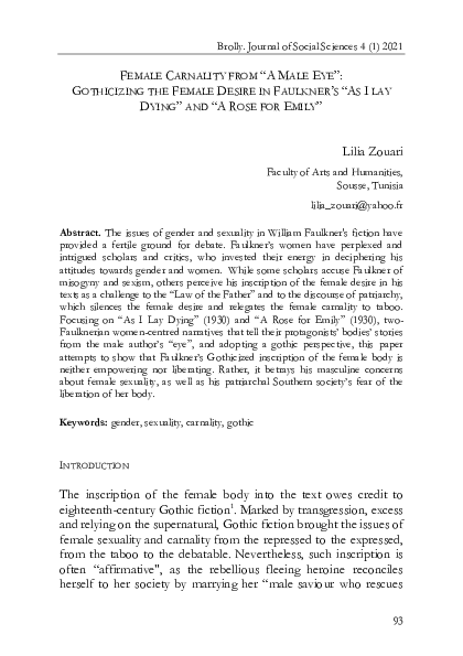 (PDF) FEMALE CARNALITY FROM "A MALE EYE": GOTHICIZING THE FEMALE DESIRE ...