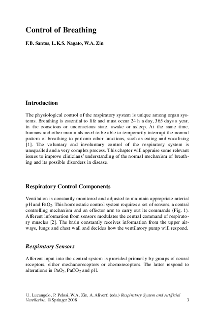 (PDF) Control of Breathing