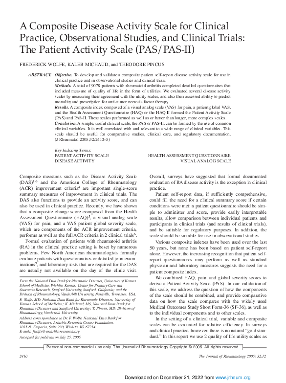 (PDF) A composite disease activity scale for clinical practice ...