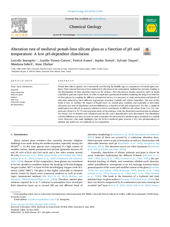 (PDF) Alteration rate of medieval potash-lime silicate glass as a ...