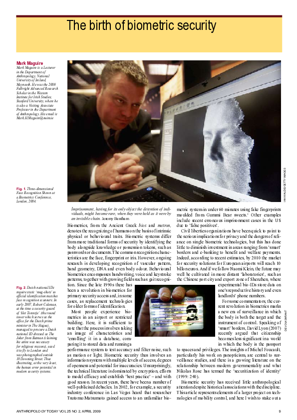 (PDF) The birth of biometric security