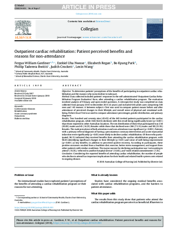 (PDF) Outpatient cardiac rehabilitation: Patient perceived benefits and ...