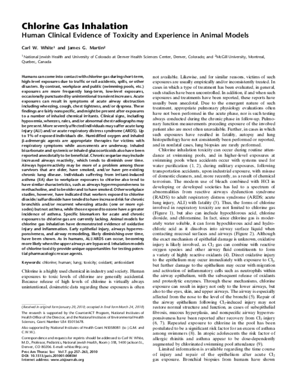 (PDF) Chlorine gas inhalation: human clinical evidence of toxicity and ...