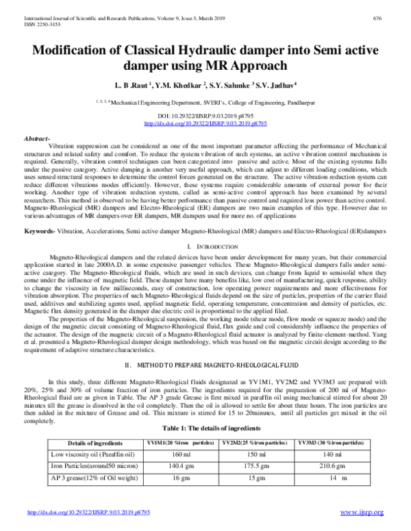 (PDF) Modification of Classical Hydraulic damper into Semi active ...