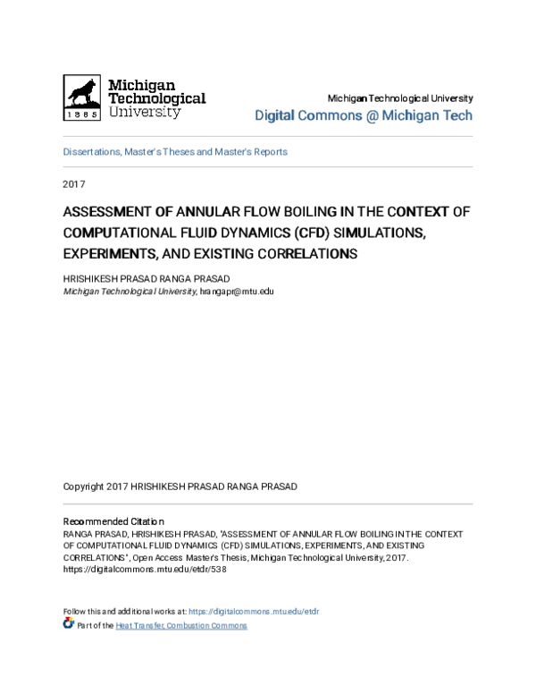 (PDF) Assessment of Annular Flow Boiling in the Context of Computational Fluid Dynamics (CFD ...