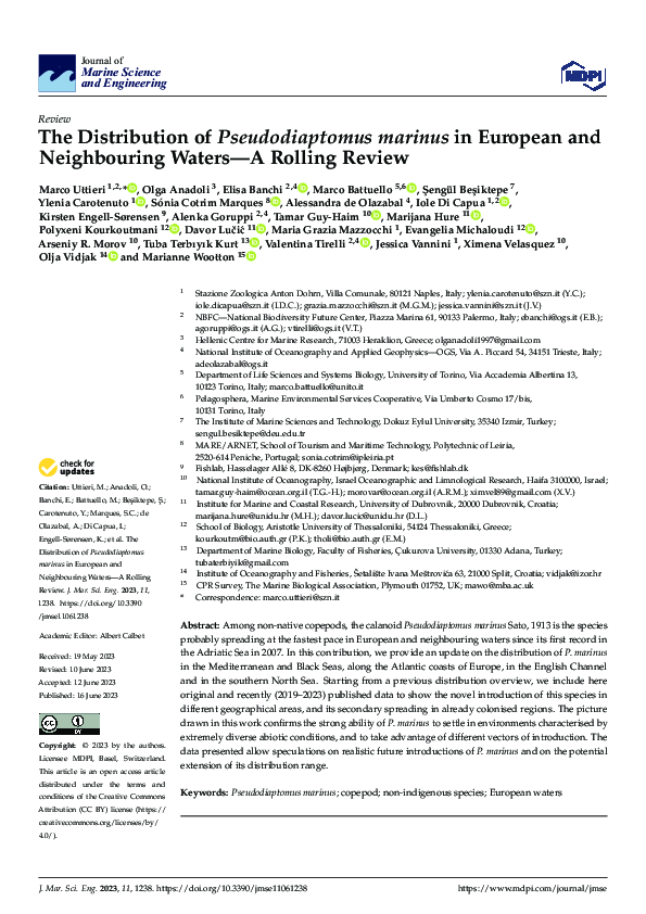 (PDF) Distribution Update of Pseudodiaptomus marinus in Europe