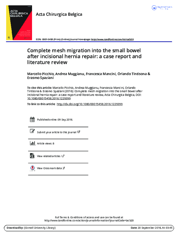 (PDF) Complete mesh migration into the small bowel after incisional hernia repair: a case report ...