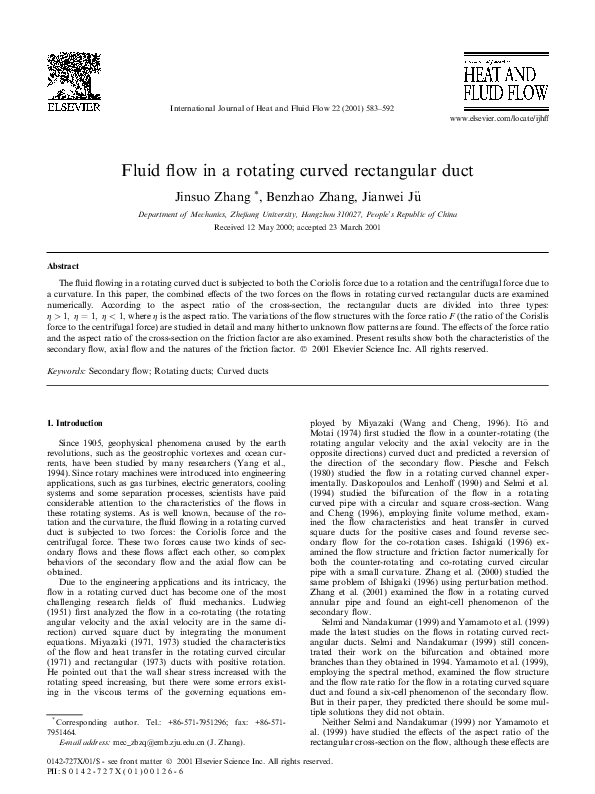 (PDF) Fluid flow in a rotating curved rectangular duct