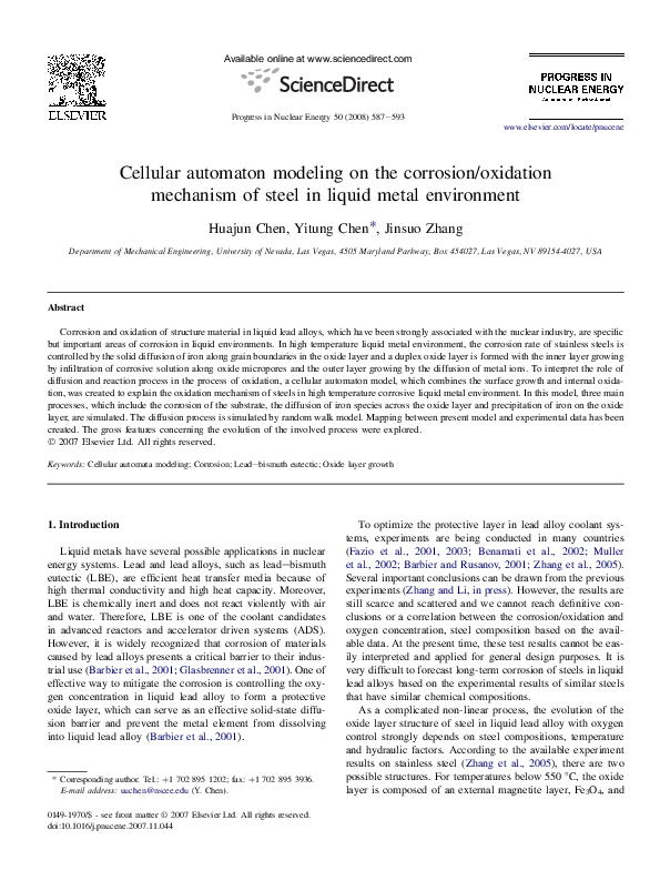 (PDF) Cellular automaton modeling on the corrosion/oxidation mechanism ...