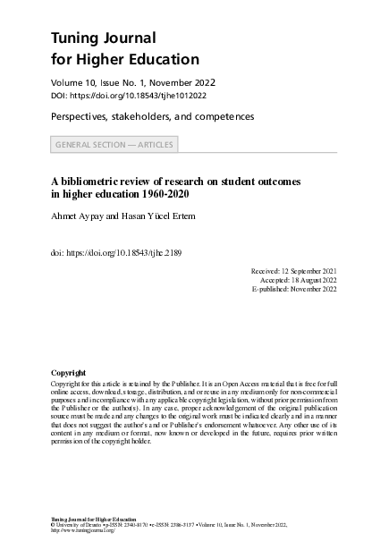 (PDF) A bibliometric review of research on student outcomes in higher ...