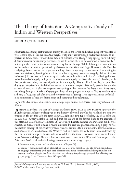 (PDF) The Theory of Imitation: A Comparative Study of Indian and Western Perspectives
