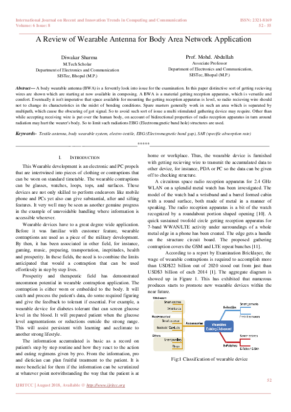 (PDF) A Review of Wearable Antenna for Body Area Network Application