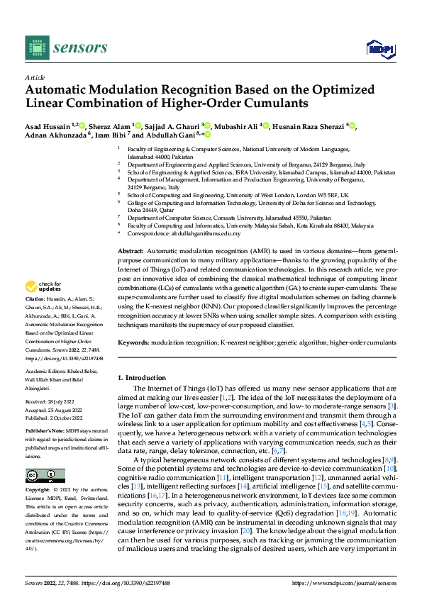 Pdf Automatic Modulation Recognition Based On The Optimized Linear Combination Of Higher Order