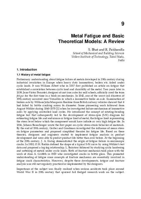 (PDF) Metal Fatigue and Basic Theoretical Models: A Review