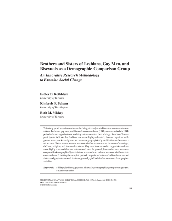 (PDF) Brothers and Sisters of Lesbians, Gay Men, and Bisexuals as a ...