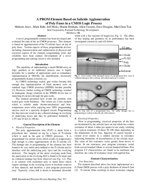 (PDF) A PROM element based on salicide agglomeration of poly fuses in a ...
