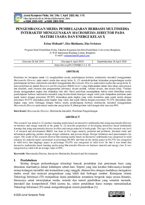 (PDF) Pengembangan Media Pembelajaran Berbasis Multimedia Interaktif Menggunakan Macromedia ...