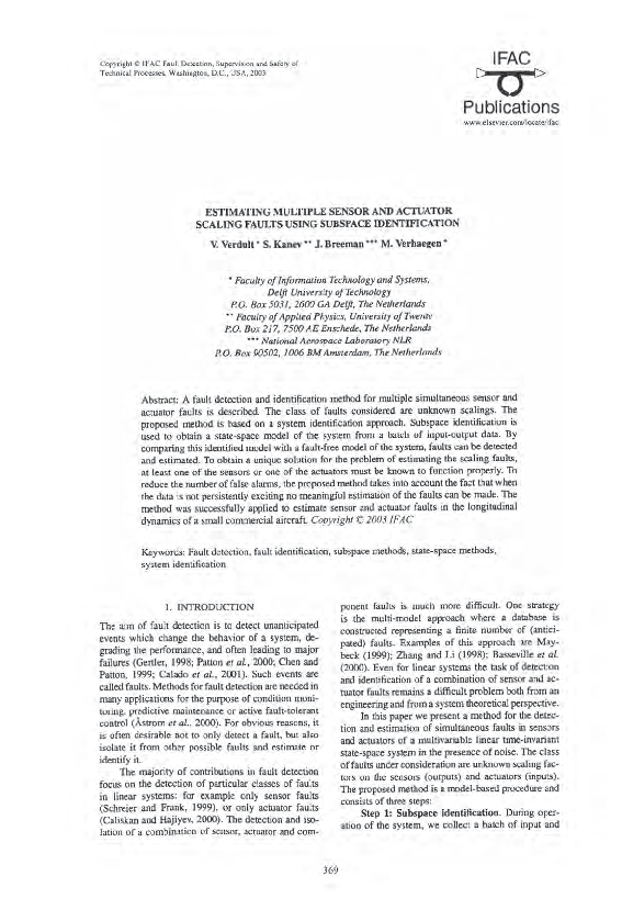 (PDF) Estimating multiple sensor and actuator scaling faults using subspace identification | Jan ...