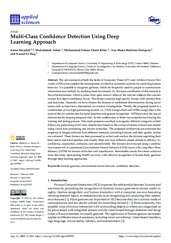 (PDF) Multi-Class Confidence Detection Using Deep Learning Approach | Amna Mujahid - Academia.edu