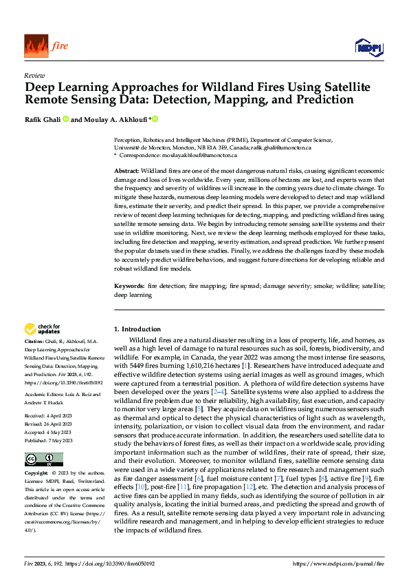 (PDF) Deep Learning Approaches for Wildland Fires Using Satellite Remote Sensing Data: Detection ...