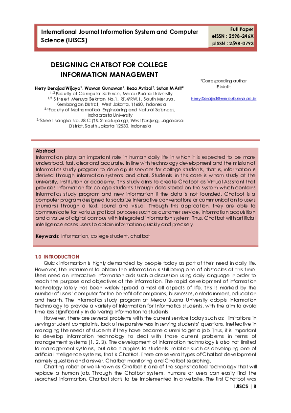 (PDF) Designing Chatbot for College Information Management (PDF) Designing Chatbot for College Information Management