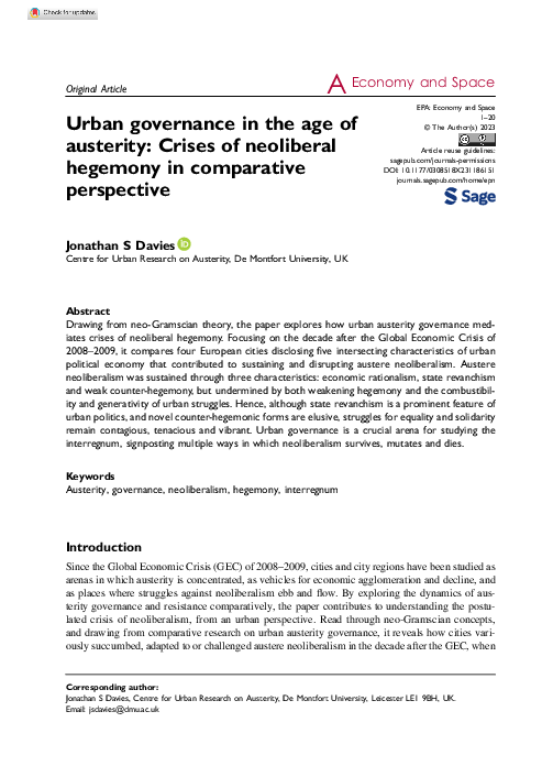(PDF) Urban governance in the age of austerity: Crises of neoliberal ...