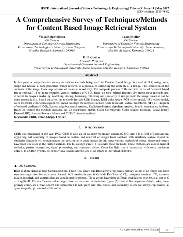 (PDF) A Comprehensive Survey of Techniques/Methods for Content Based Image Retrieval System