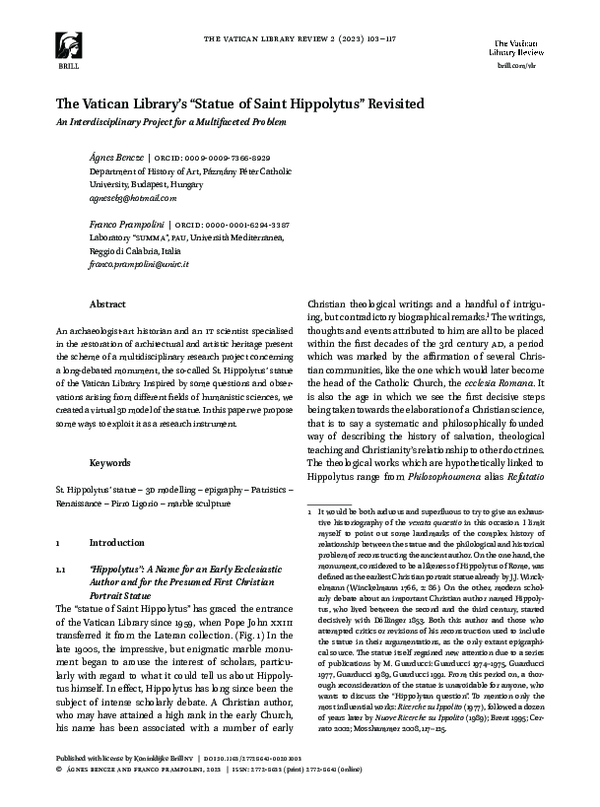 (PDF) The Vatican Library's "Statue of Saint Hippolytus" Revisited