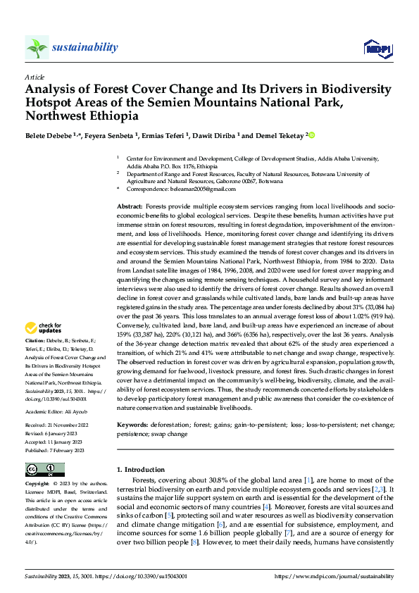 (PDF) Analysis of Forest Cover Change and Its Drivers in Biodiversity ...