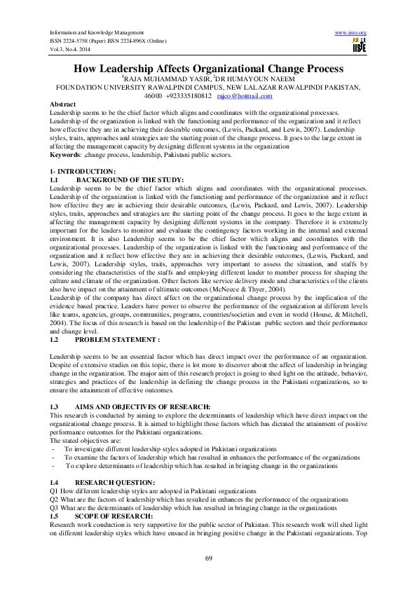 (PDF) How Leadership Affects Organizational Change Process