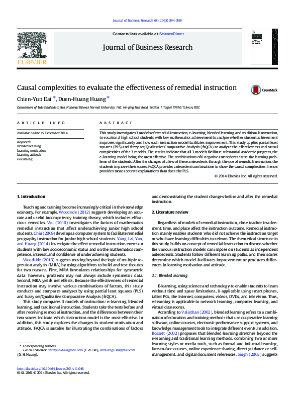 (PDF) Causal complexities to evaluate the effectiveness of remedial ...