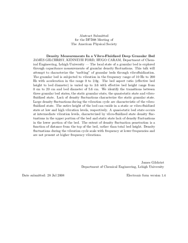 (PDF) Density Measurements In a Vibro-Fluidized Deep Granular Bed
