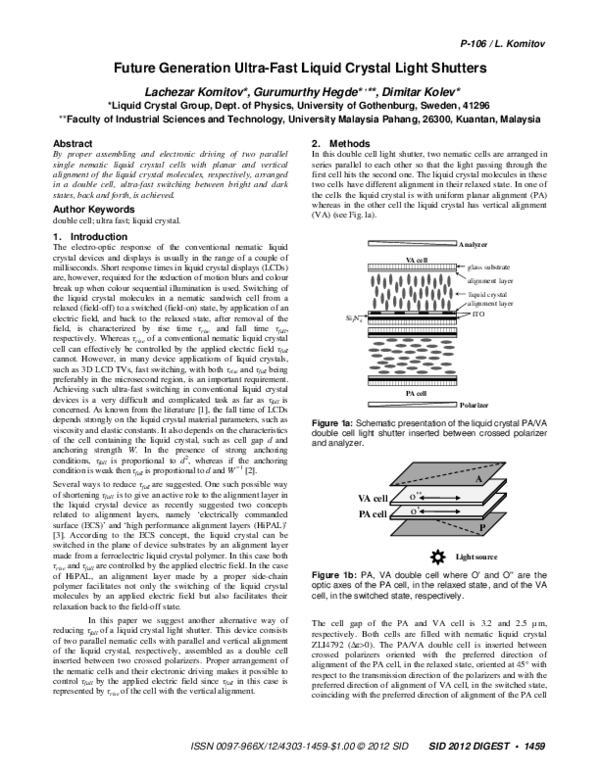 (PDF) P-106: Future Generation Ultra-Fast Liquid Crystal Light Shutters