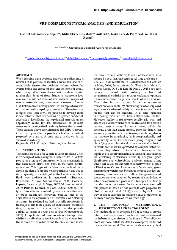 (PDF) VRP COMPLEX NETWORK ANALYSIS AND SIMULATION