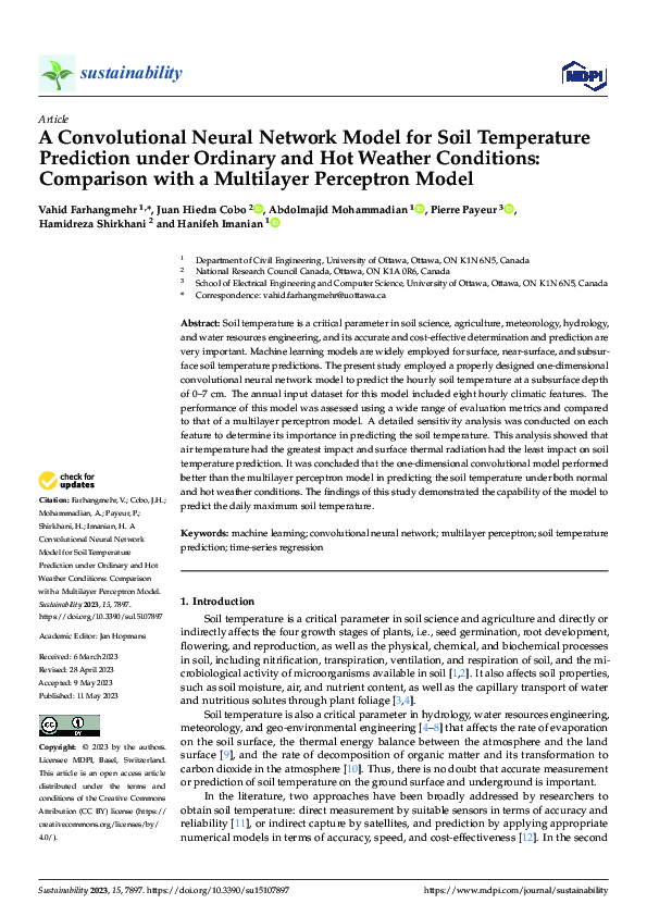 (PDF) A Convolutional Neural Network Model for Soil Temperature Prediction under Ordinary and ...