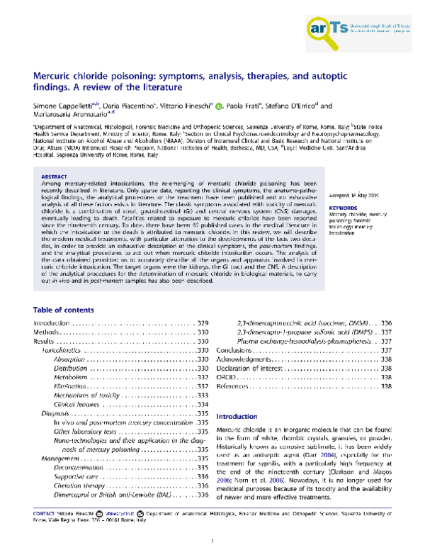 (PDF) Mercuric chloride poisoning: symptoms, analysis, therapies, and ...