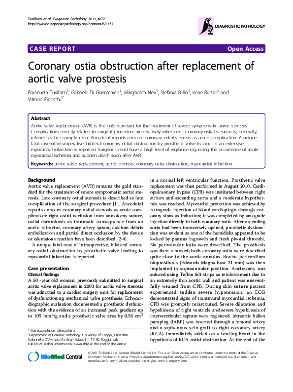 (PDF) CASE REPORT Open Access Coronary ostia obstruction after ...