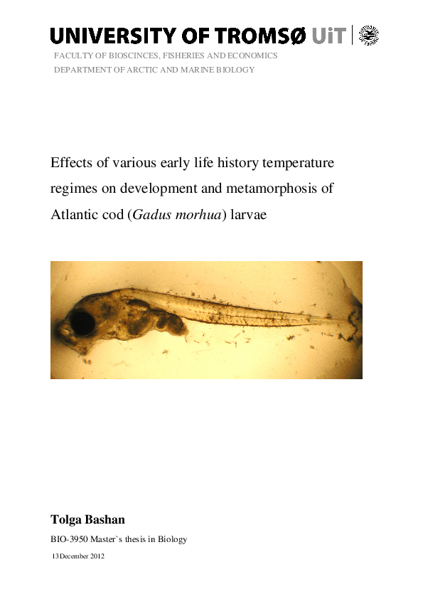 (PDF) Effects of various early life history temperature regimes on ...