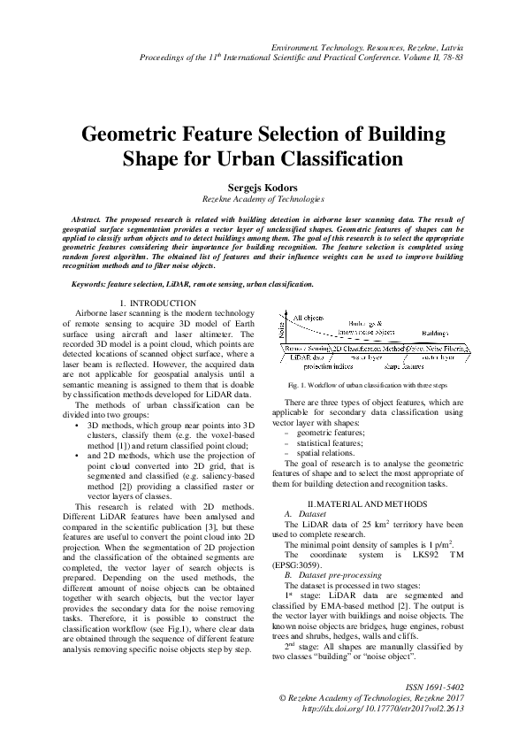 Pdf Geometric Feature Selection Of Building Shape For Urban Classification
