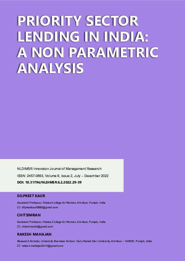(PDF) Priority Sector Lending in India: A Non Parametric Analysis
