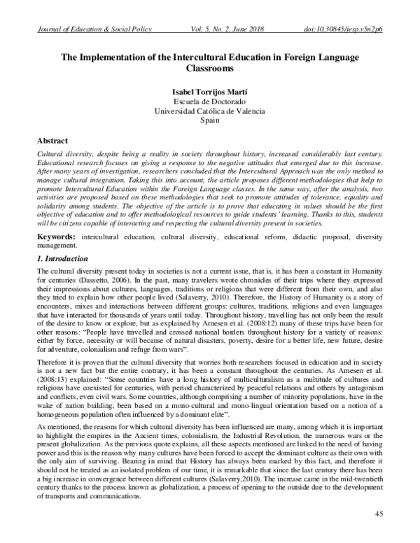 (PDF) The Implementation of the Intercultural Education in Foreign ...