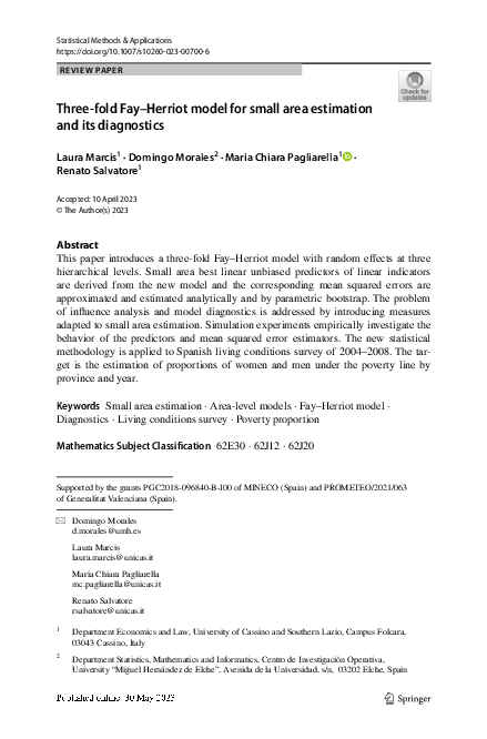 (PDF) Three-fold Fay–Herriot model for small area estimation and its diagnostics