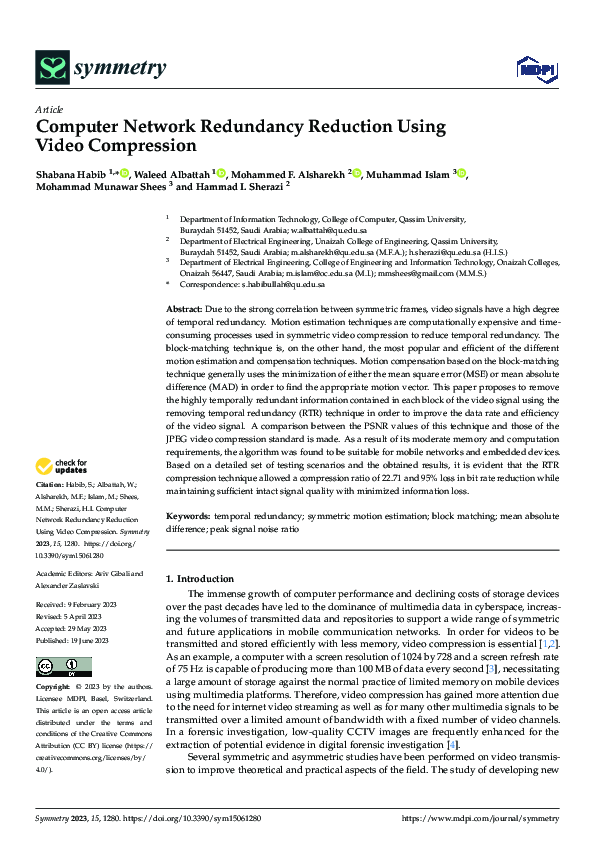 (PDF) Computer Network Redundancy Reduction Using Video Compression | HAMMAD SHERAZI - Academia.edu