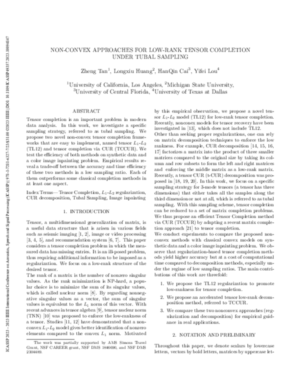 (PDF) Non-Convex Approaches for Low-Rank Tensor Completion under Tubal ... (PDF) Non-Convex Approaches for Low-Rank Tensor Completion under Tubal ...