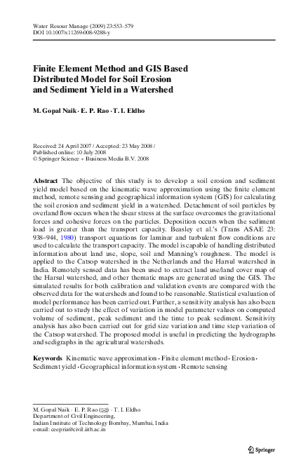 (PDF) Finite Element Method and GIS Based Distributed Model for Soil ...