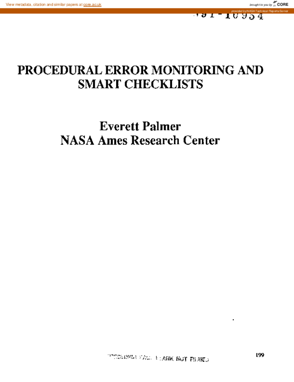 (PDF) Procedural error monitoring and smart checklists